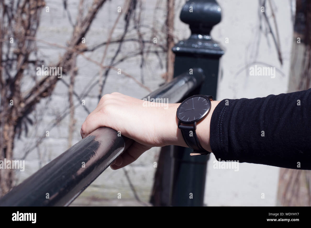 Hand holding railing hi-res stock photography and images - Alamy