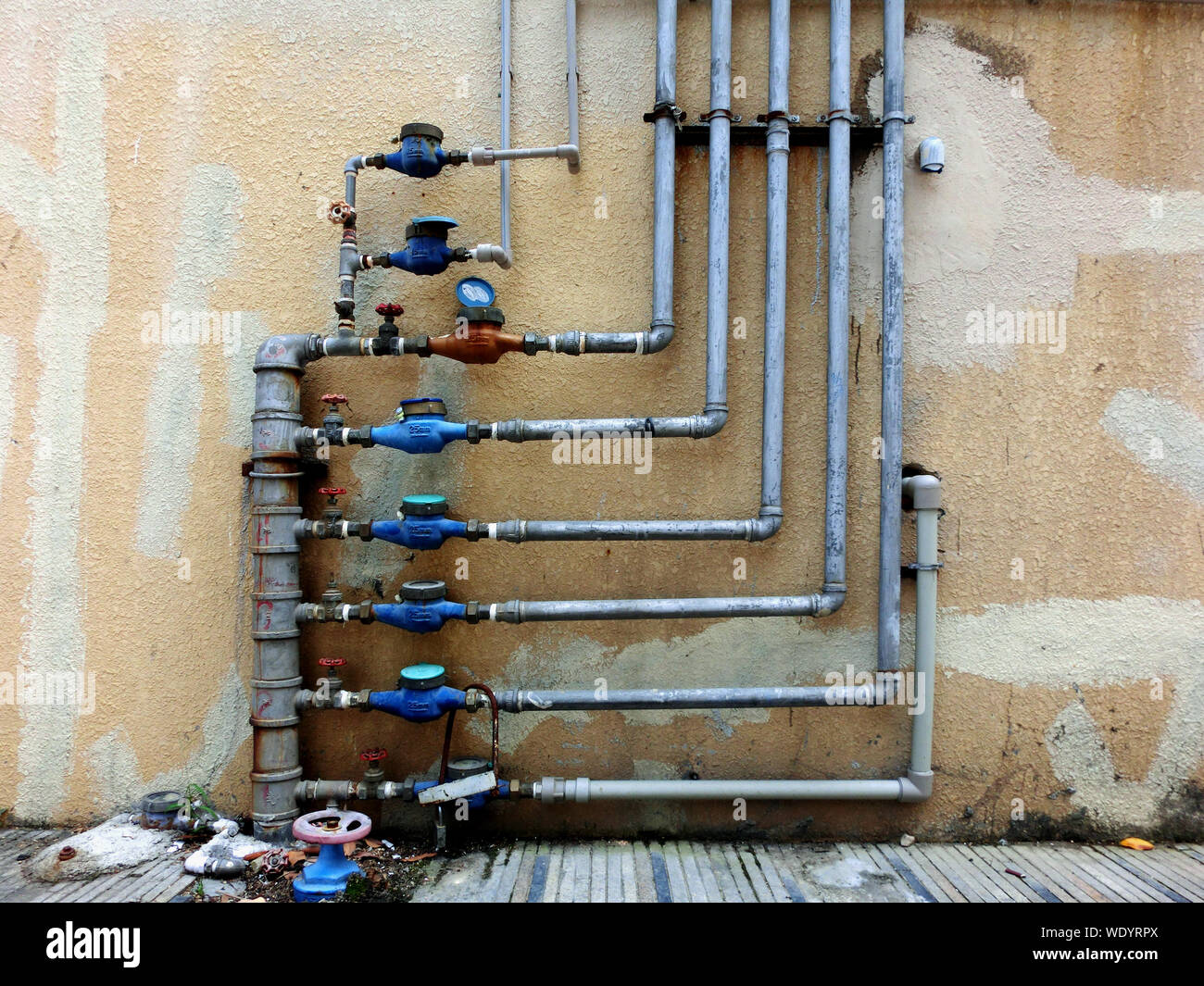 Old pipes on wall hi-res stock photography and images - Alamy