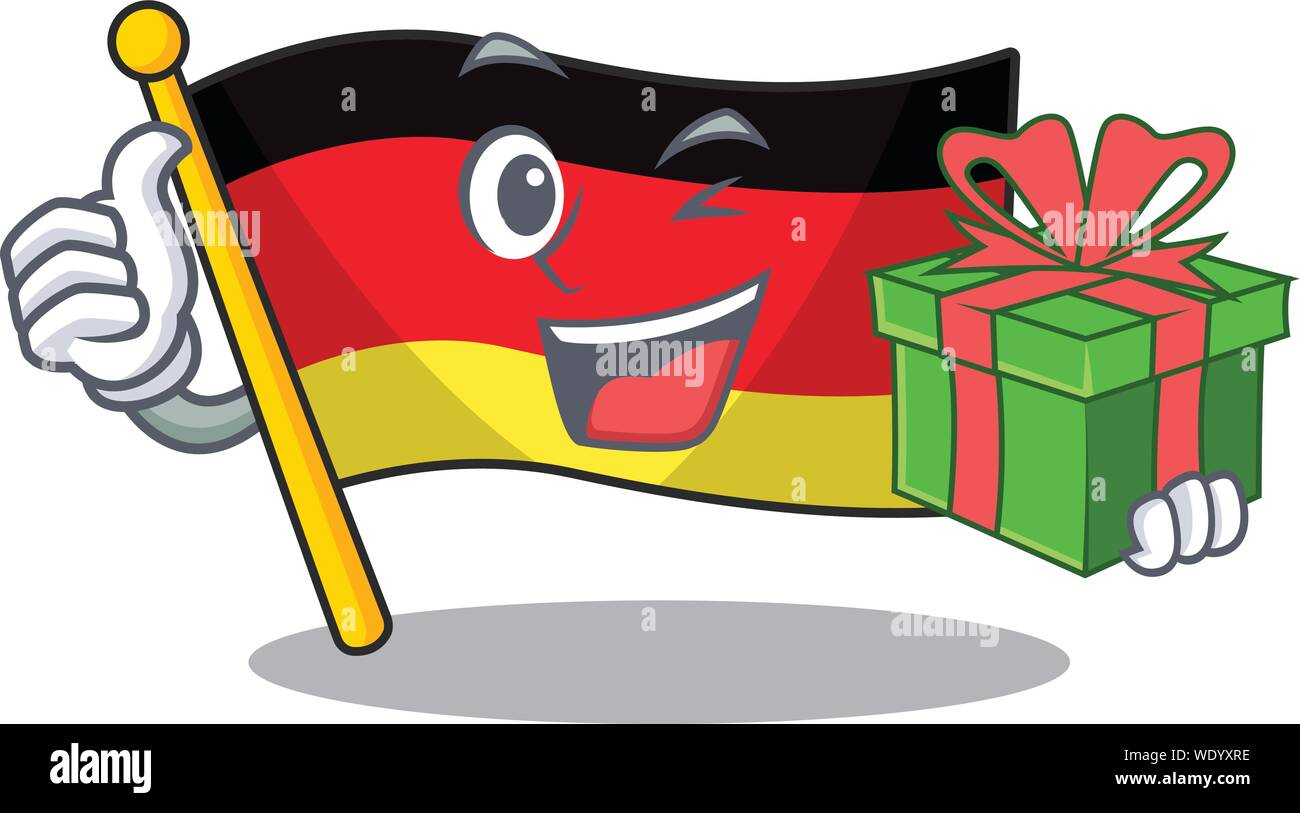 With gift flag germany cartoon formed with character Stock Vector Image ...