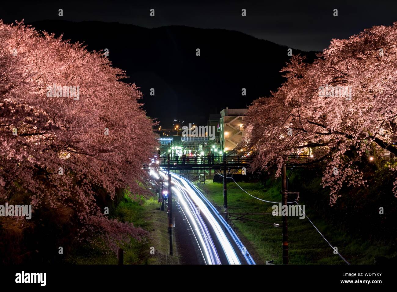 Train light trail mountain hi-res stock photography and images - Alamy