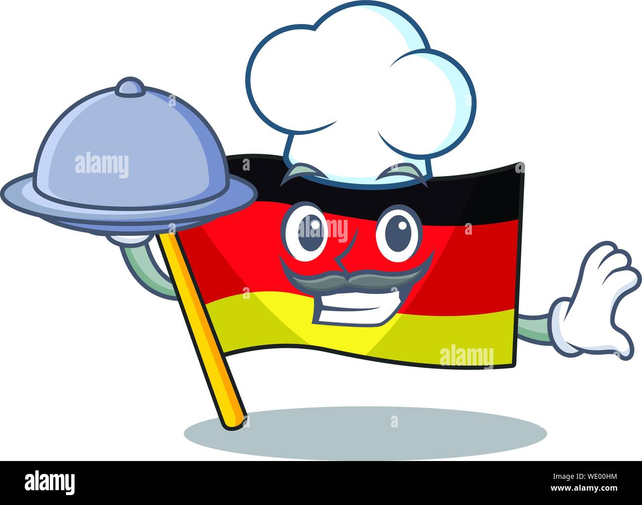 Chef with food flag germany cartoon formed with character Stock Vector ...