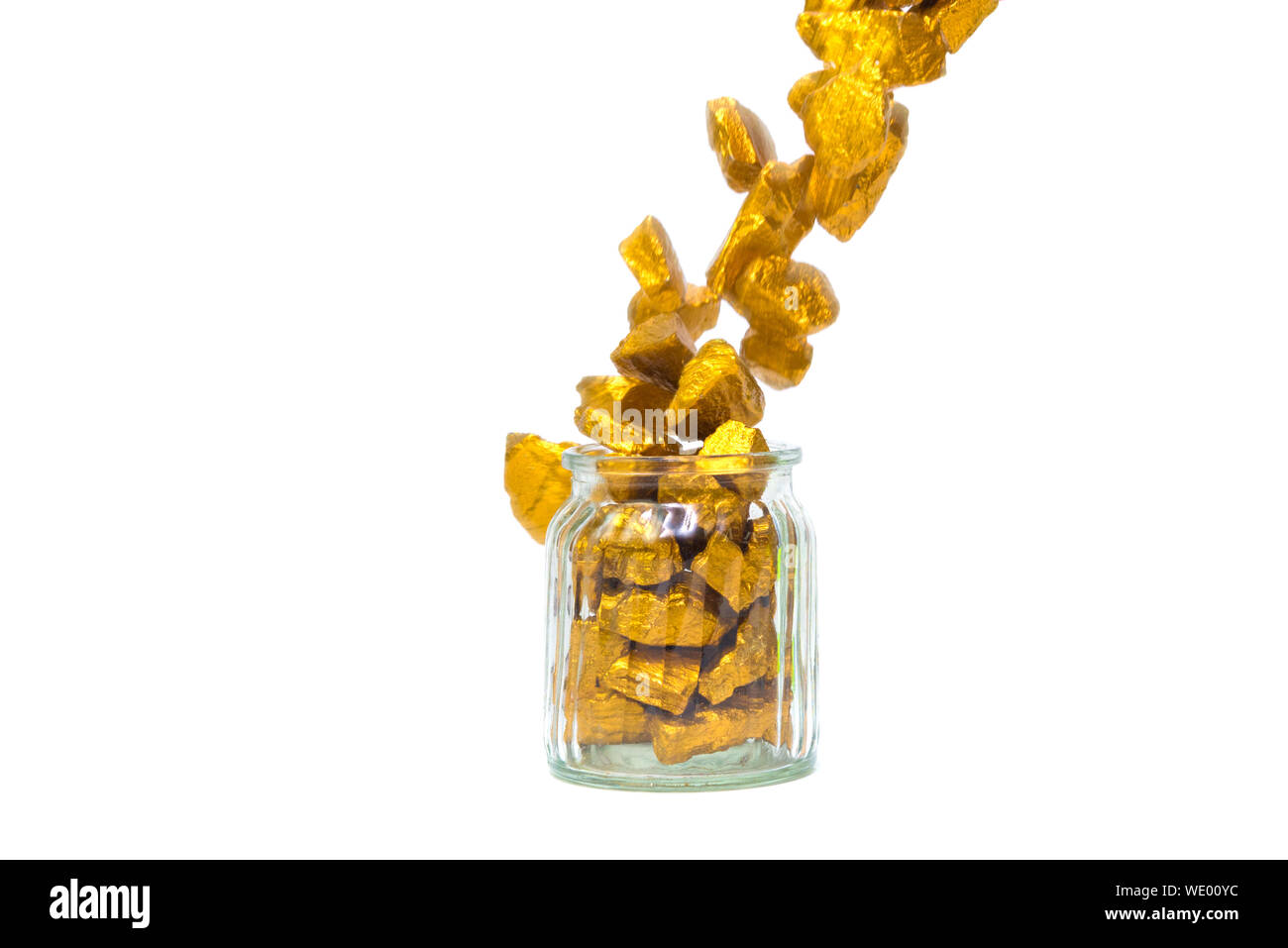 Falling gold nuggets, gold ore , precious stone or lump of golden stone ...