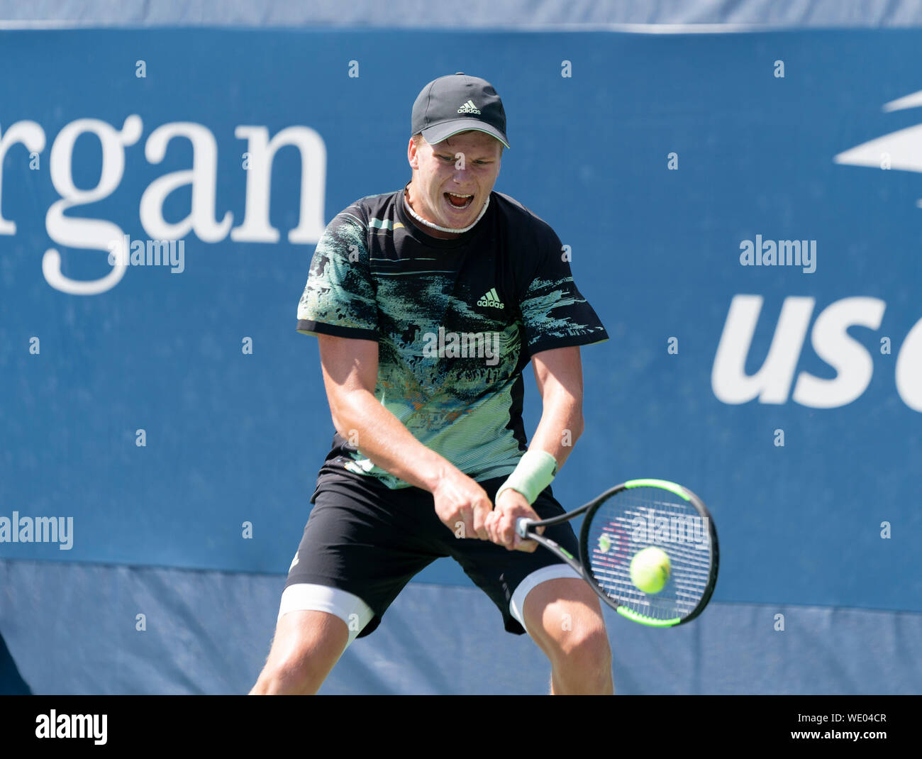 New York, NY - August 29, 2019: Jenson Brooksby (USA) in action during ...