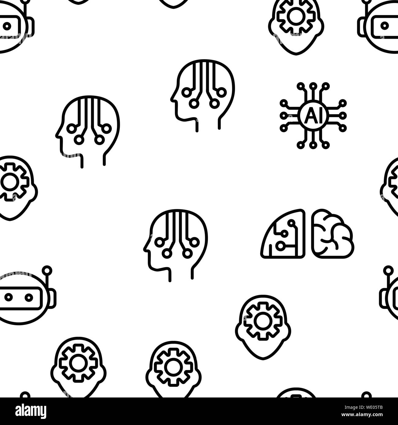 Artificial Intelligence Elements Vector Seamless Pattern Stock Vector Image & Art - Alamy