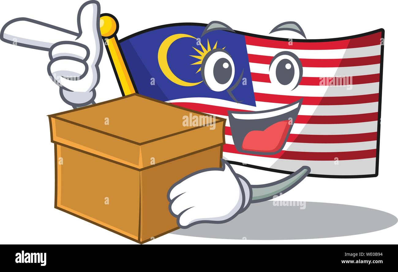 With box flag malaysia cartoon isolated with character Stock Vector ...