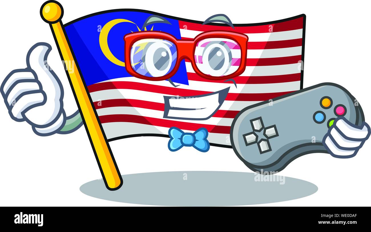 Gamer flag malaysia hoisted on cartoon pole Stock Vector Image & Art ...