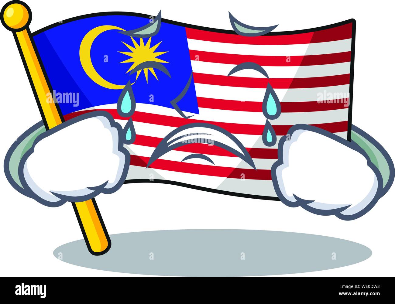 Crying flag malaysia hoisted on cartoon pole Stock Vector Image & Art ...