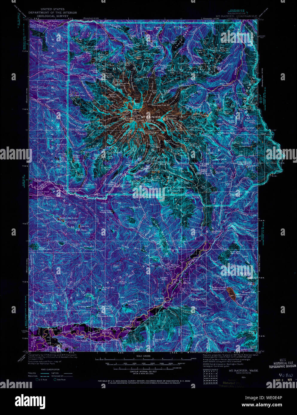USGS Topo Map Washington State WA Mt Rainier 242663 1924 125000 ...