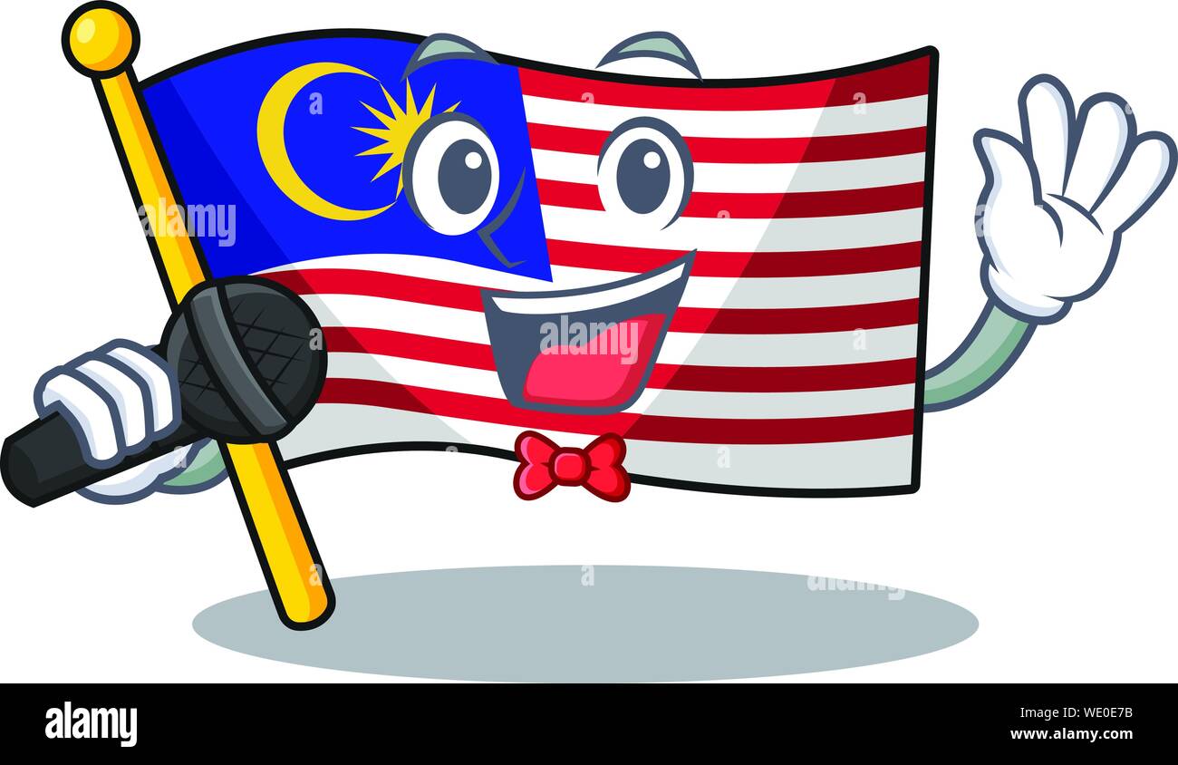 Singing flag malaysia hoisted on cartoon pole Stock Vector Image & Art ...