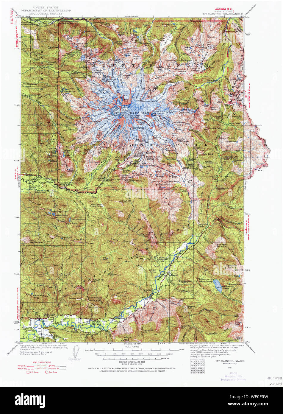 USGS Topo Map Washington State WA Mt Rainier 242666 1924 125000 ...