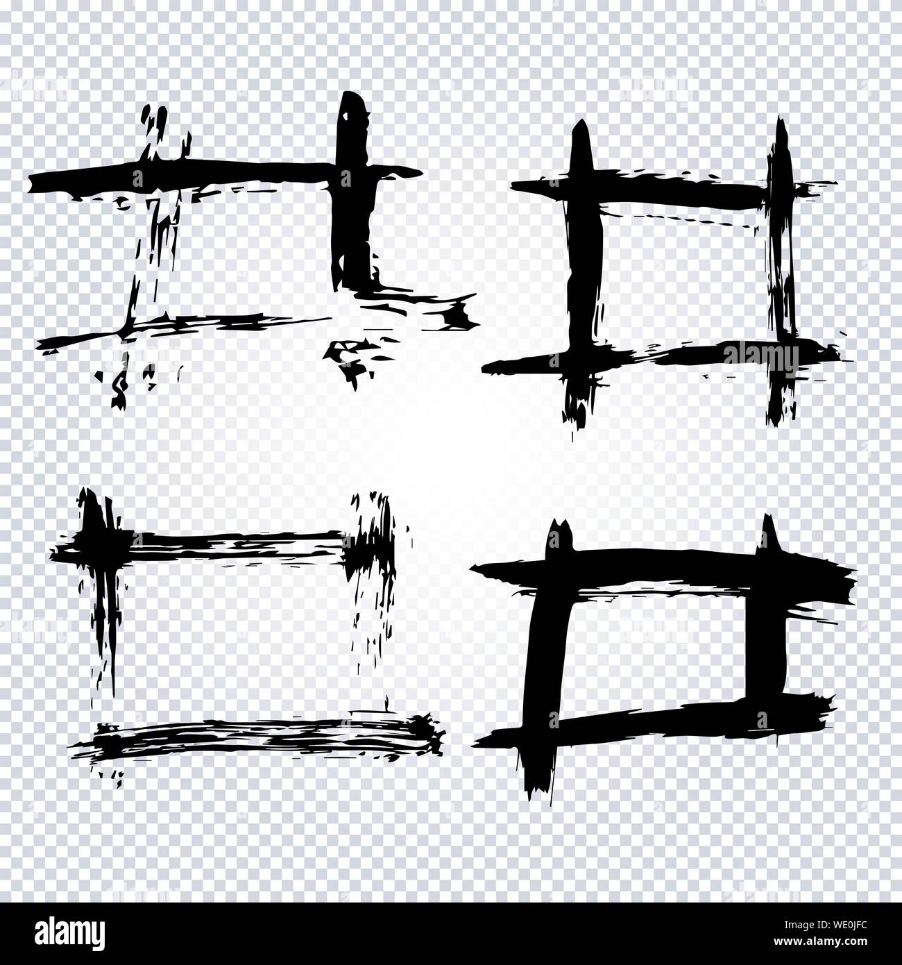 Frames and text boxes in grunge texture style. Hand drawn set of ...
