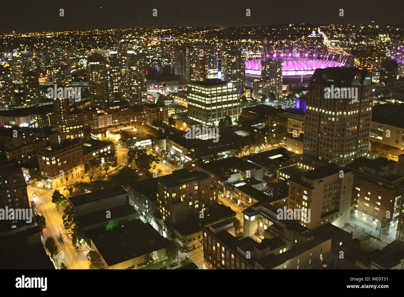 Aerial View Of City At Night Stock Photo - Alamy