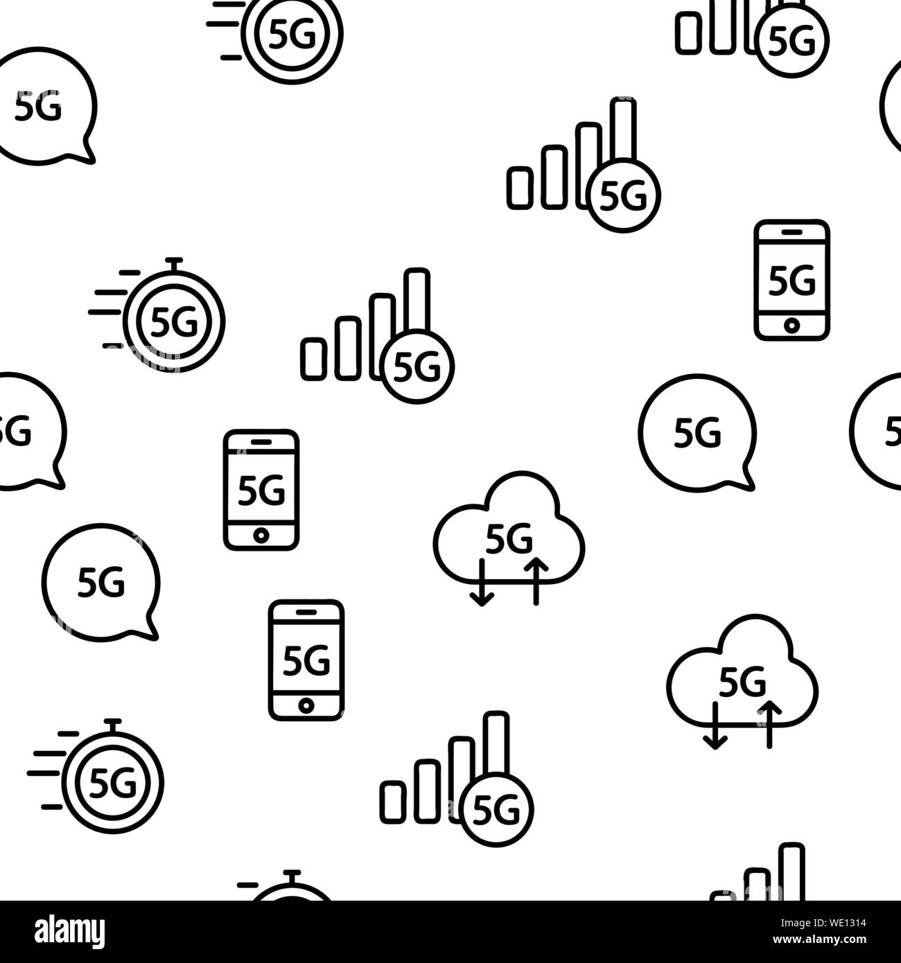5G Fast Network, Connection To Website Vector Seamless Pattern Stock ...