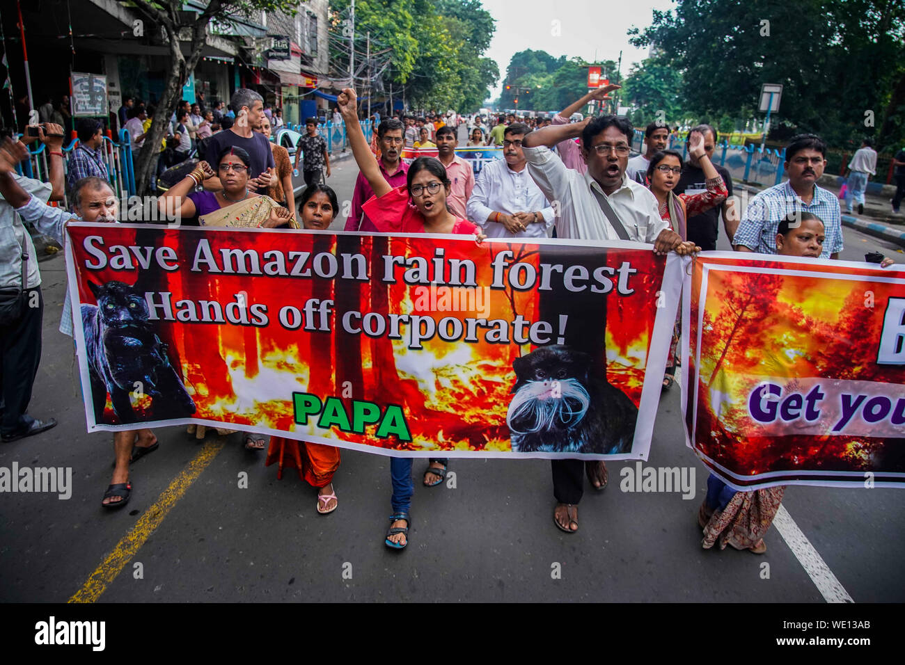 August 29, 2019: Kolkatta, India. 29 August 2019. Protesters raise ...