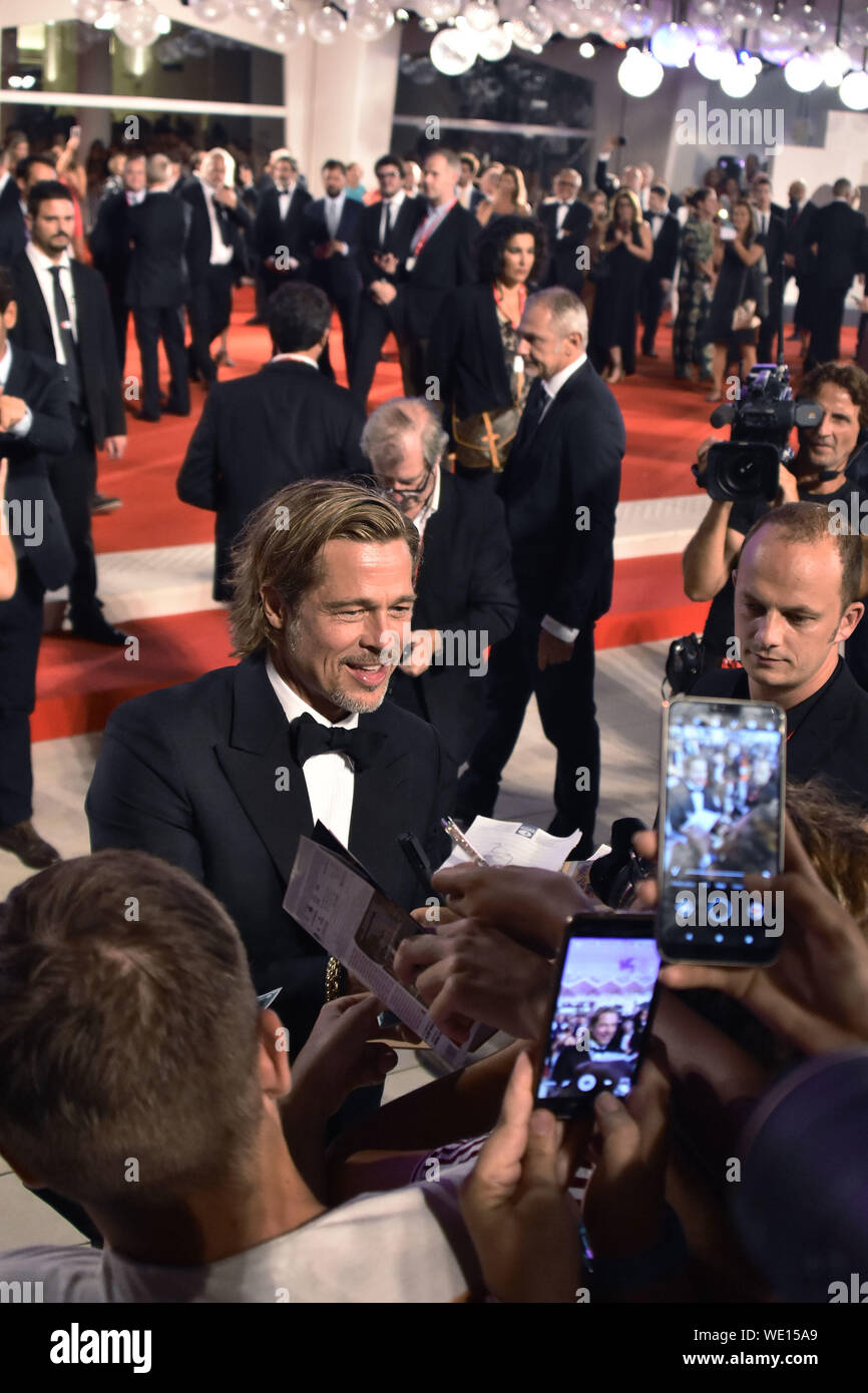 VENICE, ITALY - 29th August, 2019. Brad Pitt attends the red carpet of ...