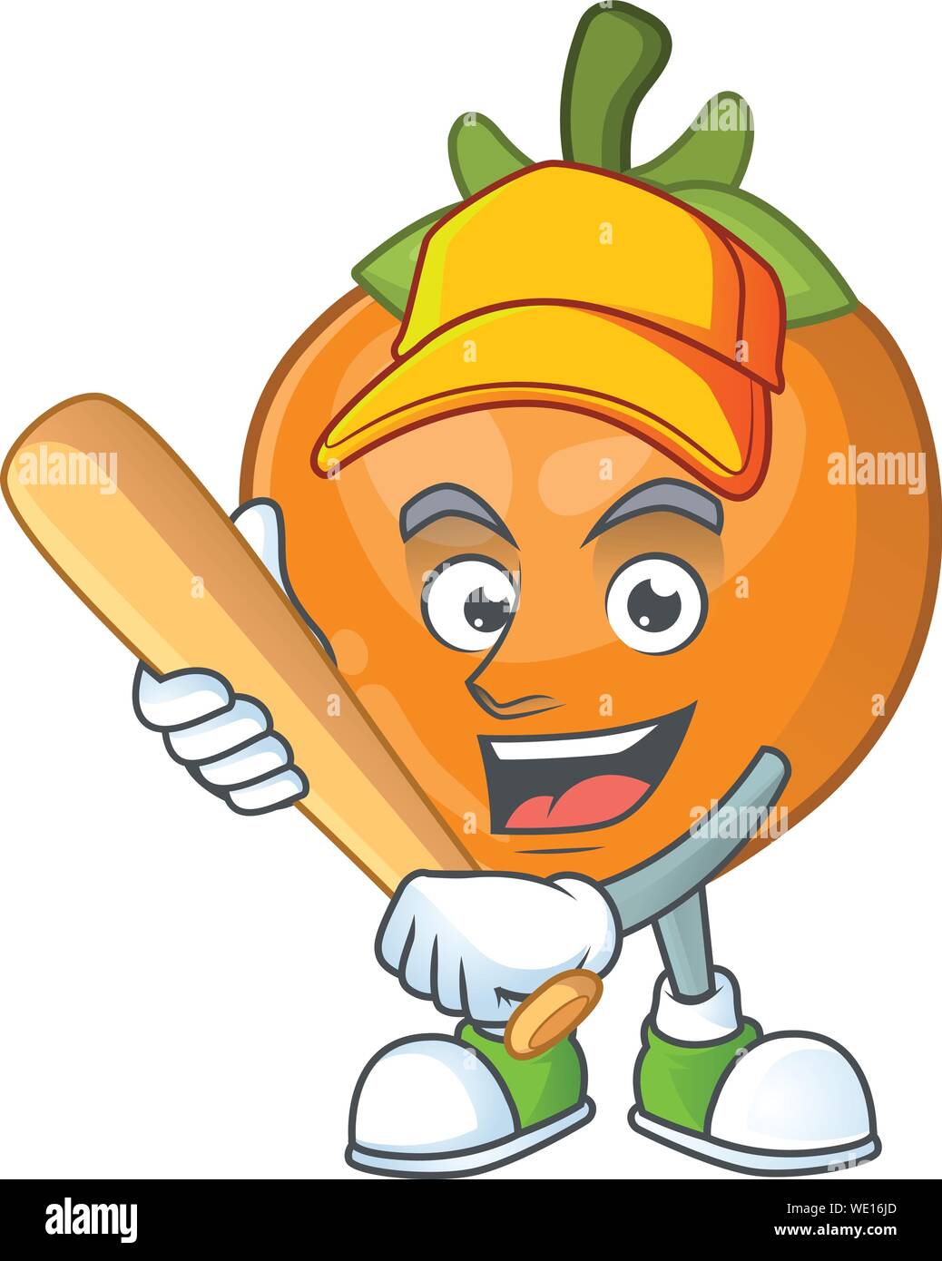 Playing baseball fruit persimmon character for object cartoon Stock ...