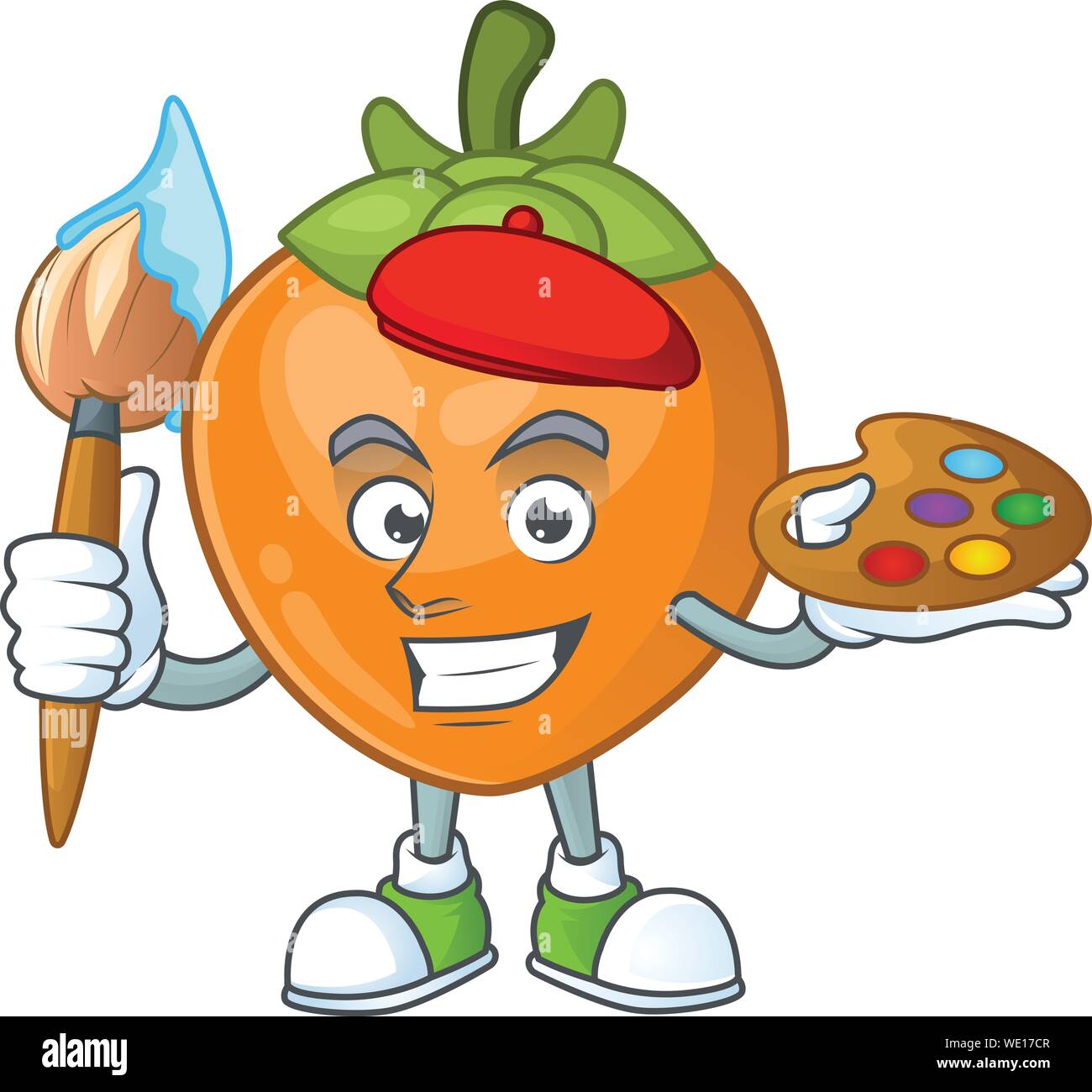 Painter fruit persimmon character for object cartoon Stock Vector Image ...