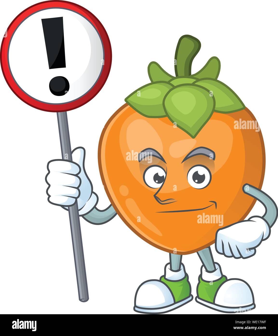 With sign fruit persimmon character for object cartoon Stock Vector ...