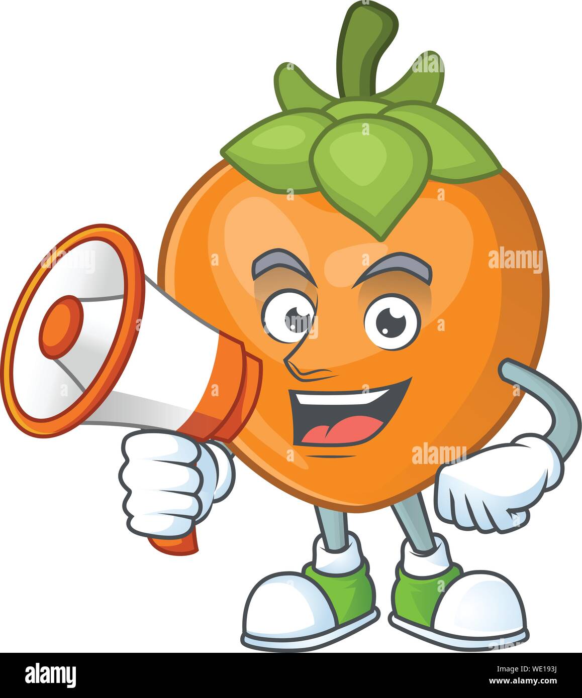 With megaphone fruit persimmon character for object cartoon Stock ...