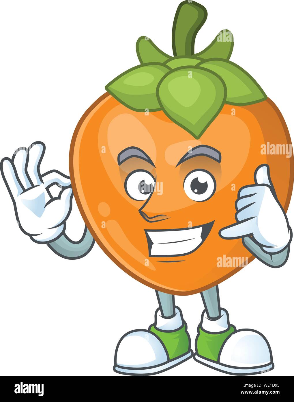 Call me cute persimmon cartoon style with mascot Stock Vector Image ...
