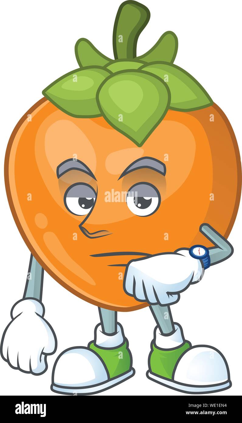 Waiting cute persimmon cartoon style with mascot Stock Vector Image ...