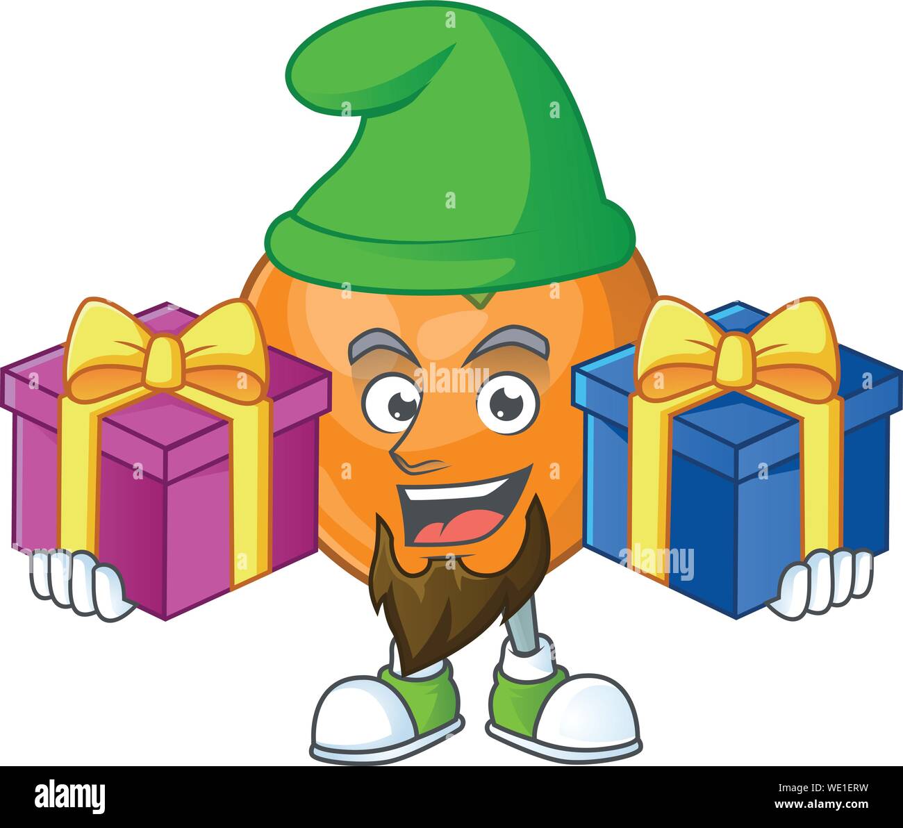 Bring two gifts cute persimmon cartoon style with mascot Stock Vector ...