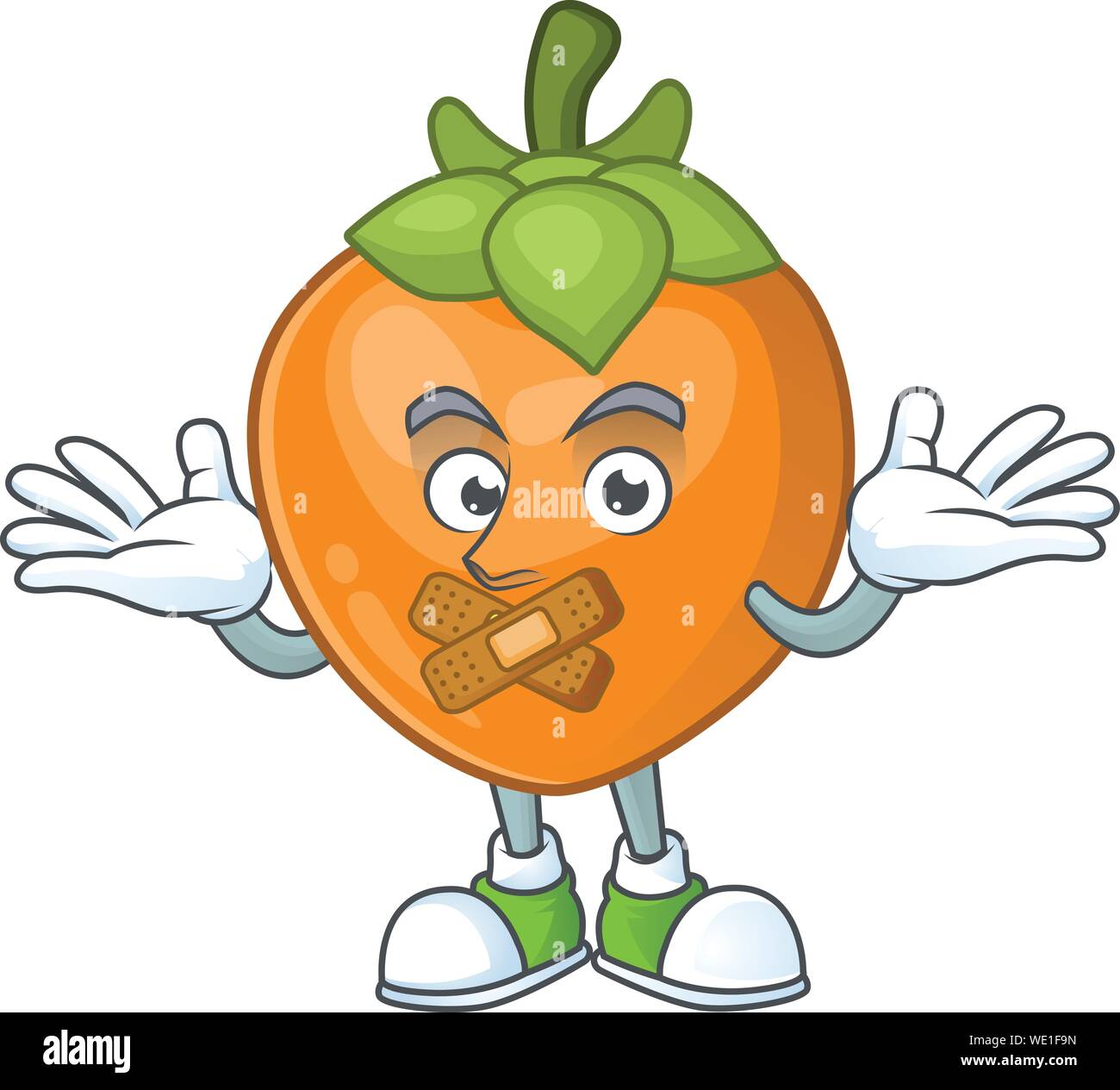 Silent cute persimmon cartoon style with mascot Stock Vector Image ...