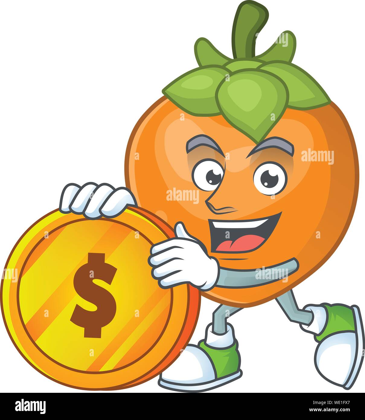 Bring coin cute persimmon cartoon style with mascot Stock Vector Image ...