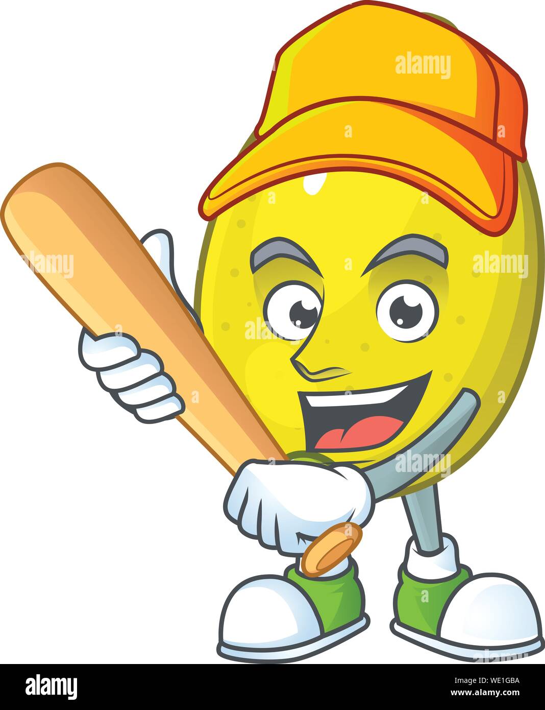 Playing baseball lemon cartoon character for recipe food Stock Vector ...