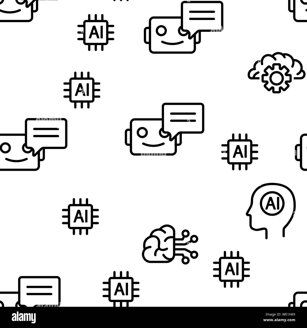 Artificial Intelligence Elements Vector Seamless Pattern Stock Vector Image & Art - Alamy