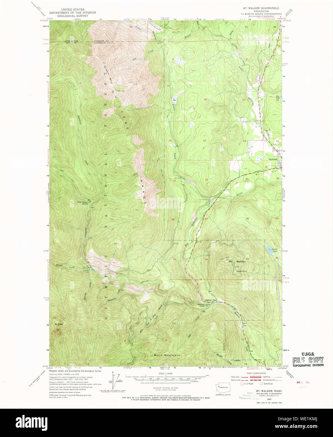 USGS Topo Map Washington State WA Mt Walker 242722 1953 24000 ...