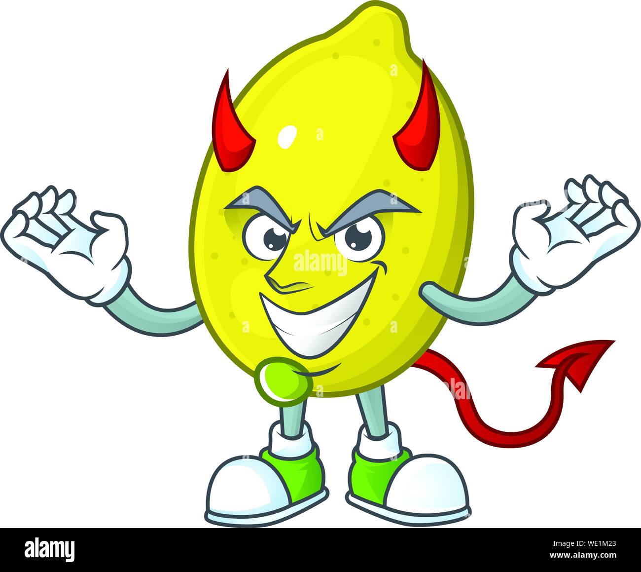 Devil lemon cartoon character on white background Stock Vector Image ...