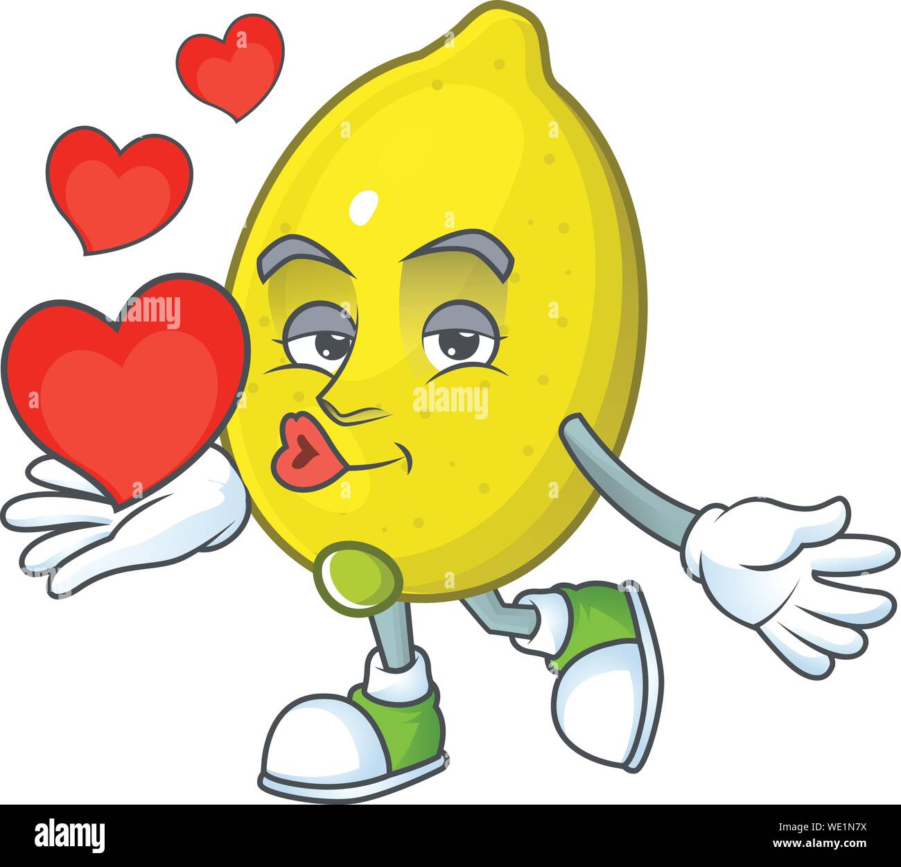 With heart lemon cartoon character on white background Stock Vector ...