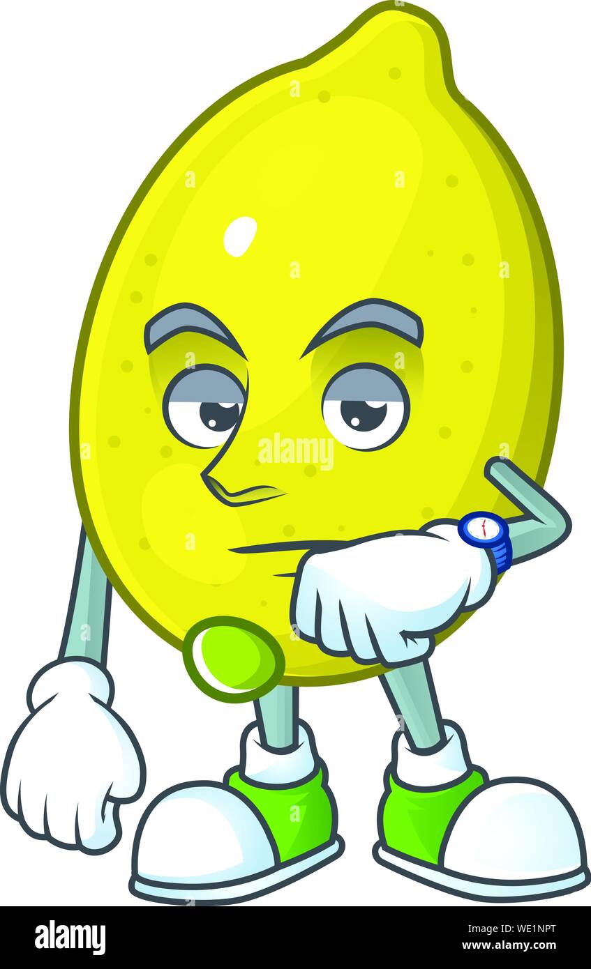 Waiting juicy lemon cartoon character with mascot Stock Vector Image ...