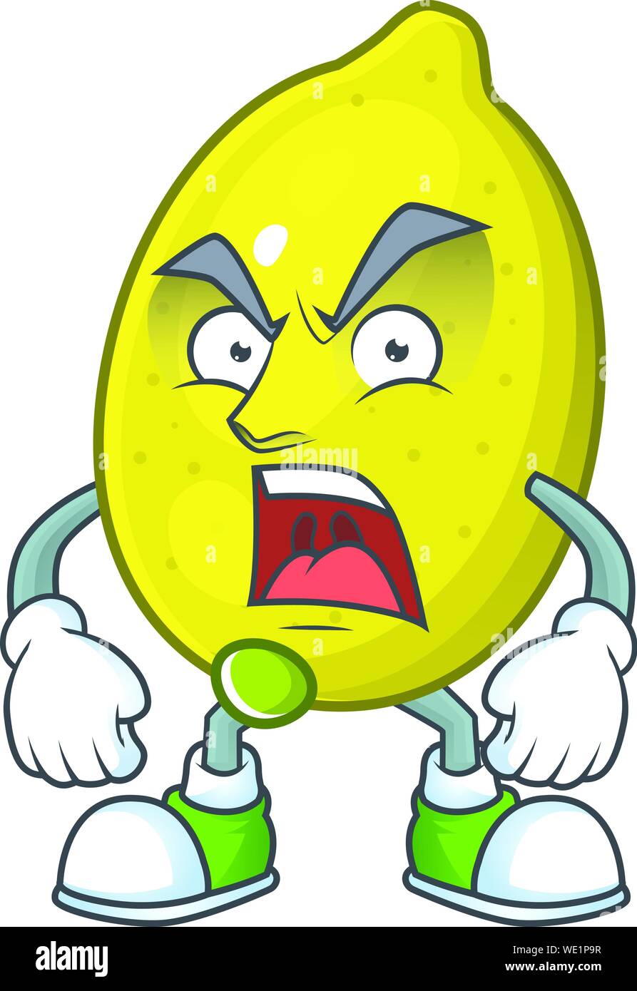 Angry lemon cartoon character on white background Stock Vector Image ...