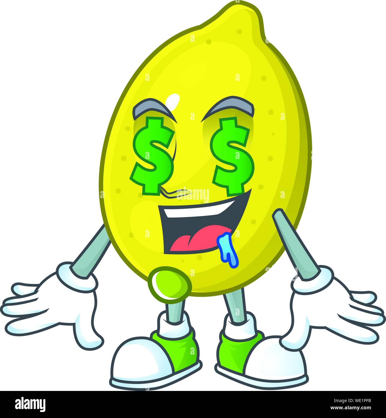Money eye juicy lemon cartoon character with mascot Stock Vector Image ...