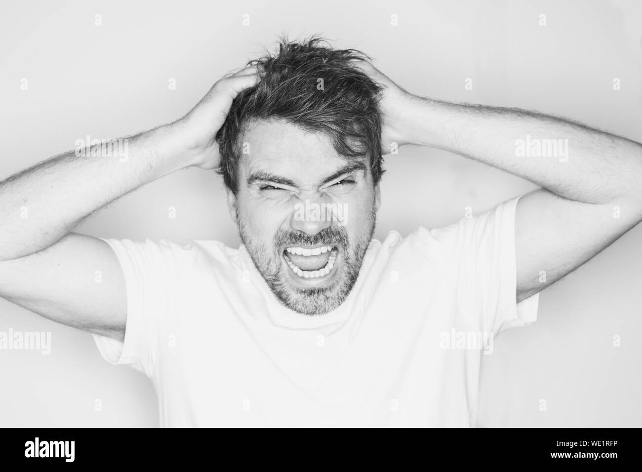Frustrated man Black and White Stock Photos & Images - Alamy