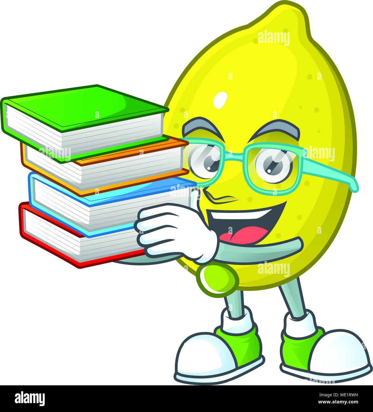 Student with book juicy lemon cartoon character with mascot Stock ...