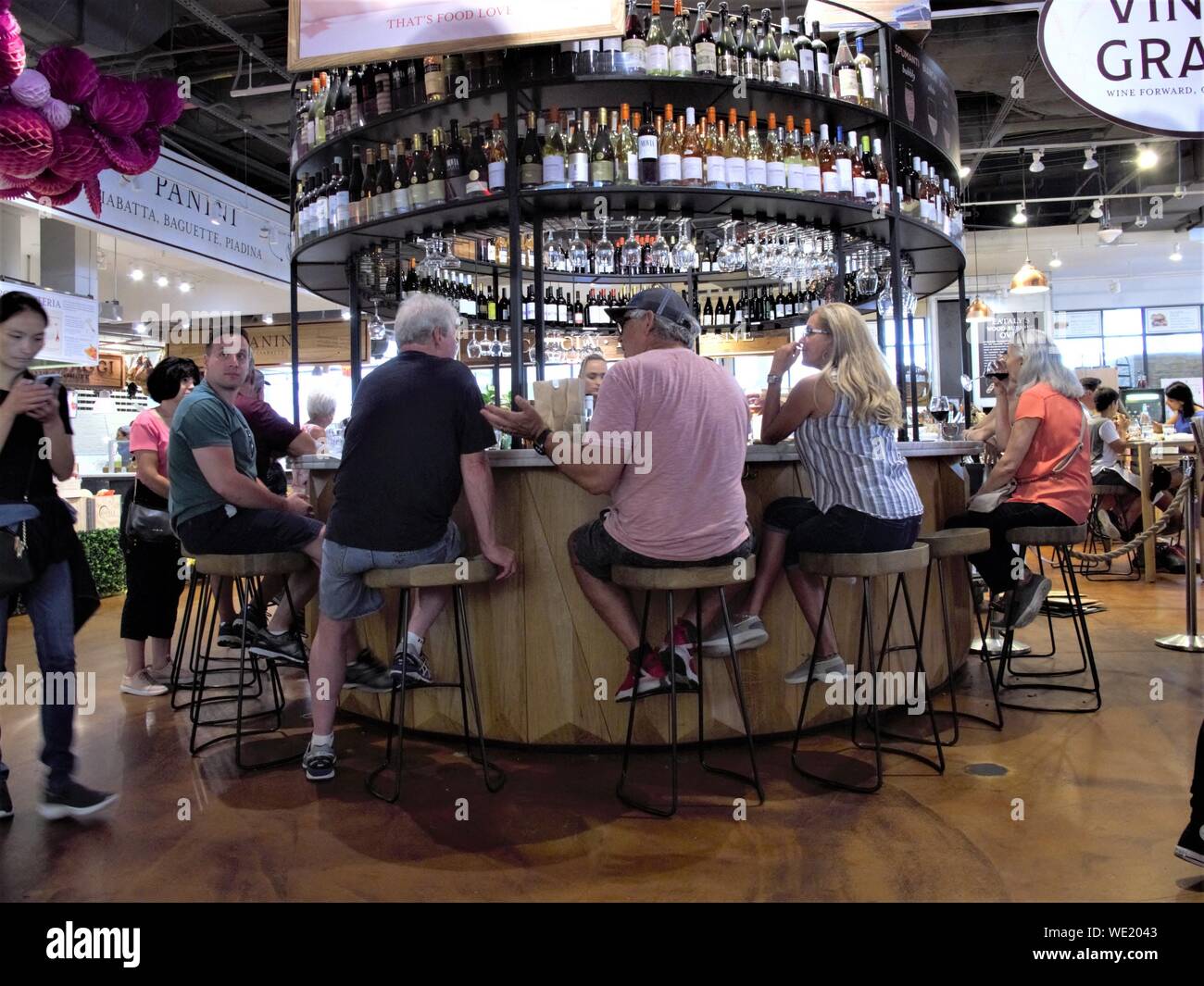PEOPLE SITTING INSIDE OF EATALY FOOD STORE IN WORLD TRADE CENTER IN ...