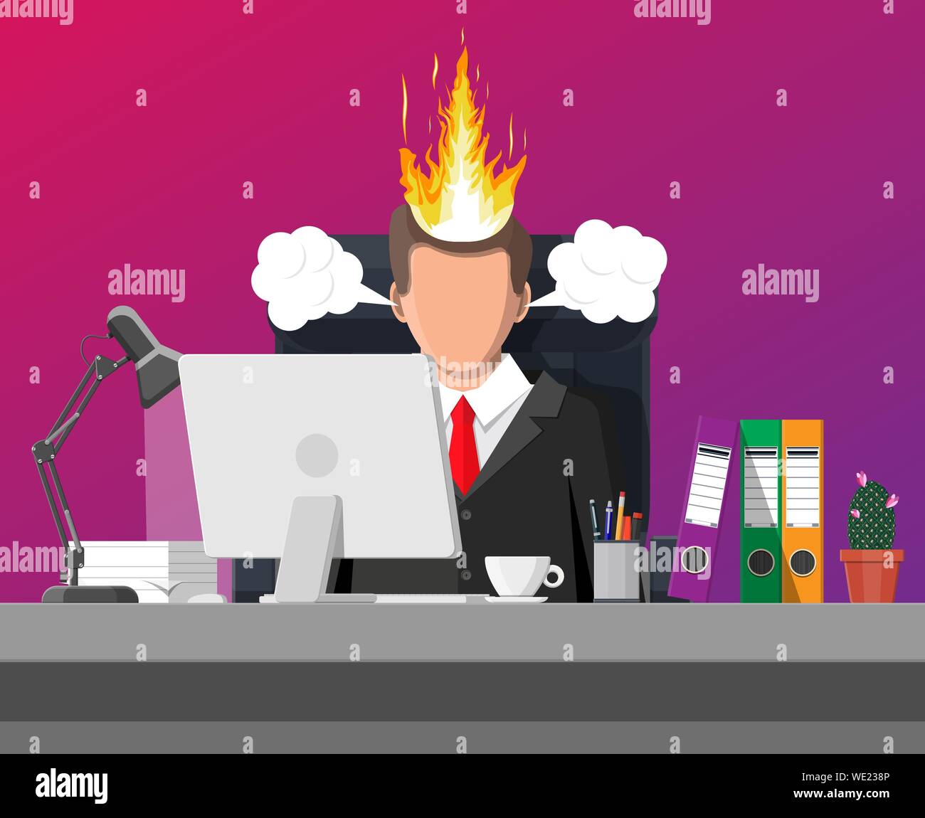 Desperate businessman desk Stock Vector Images - Alamy
