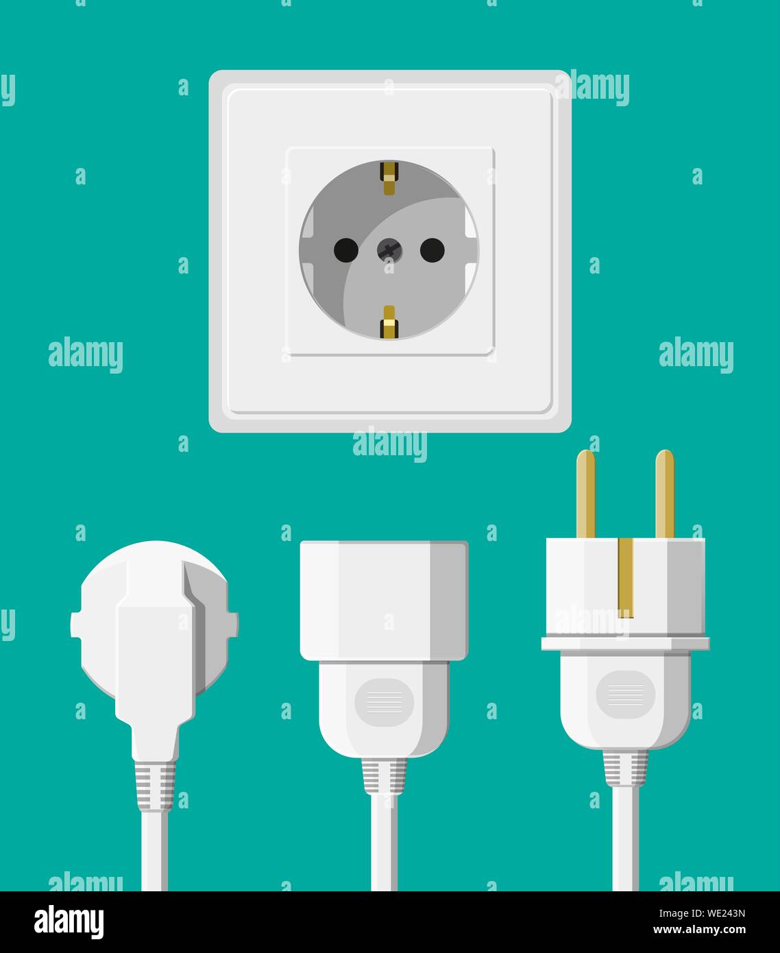 Electrical outlet with several connected cables Stock Vector Image ...