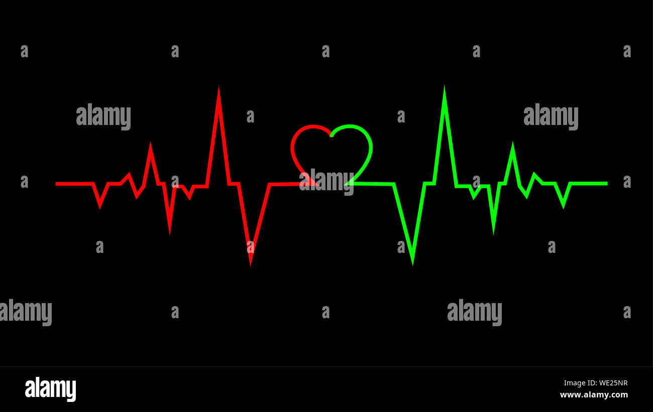 red heart and cardiogram on white background Stock Photo - Alamy