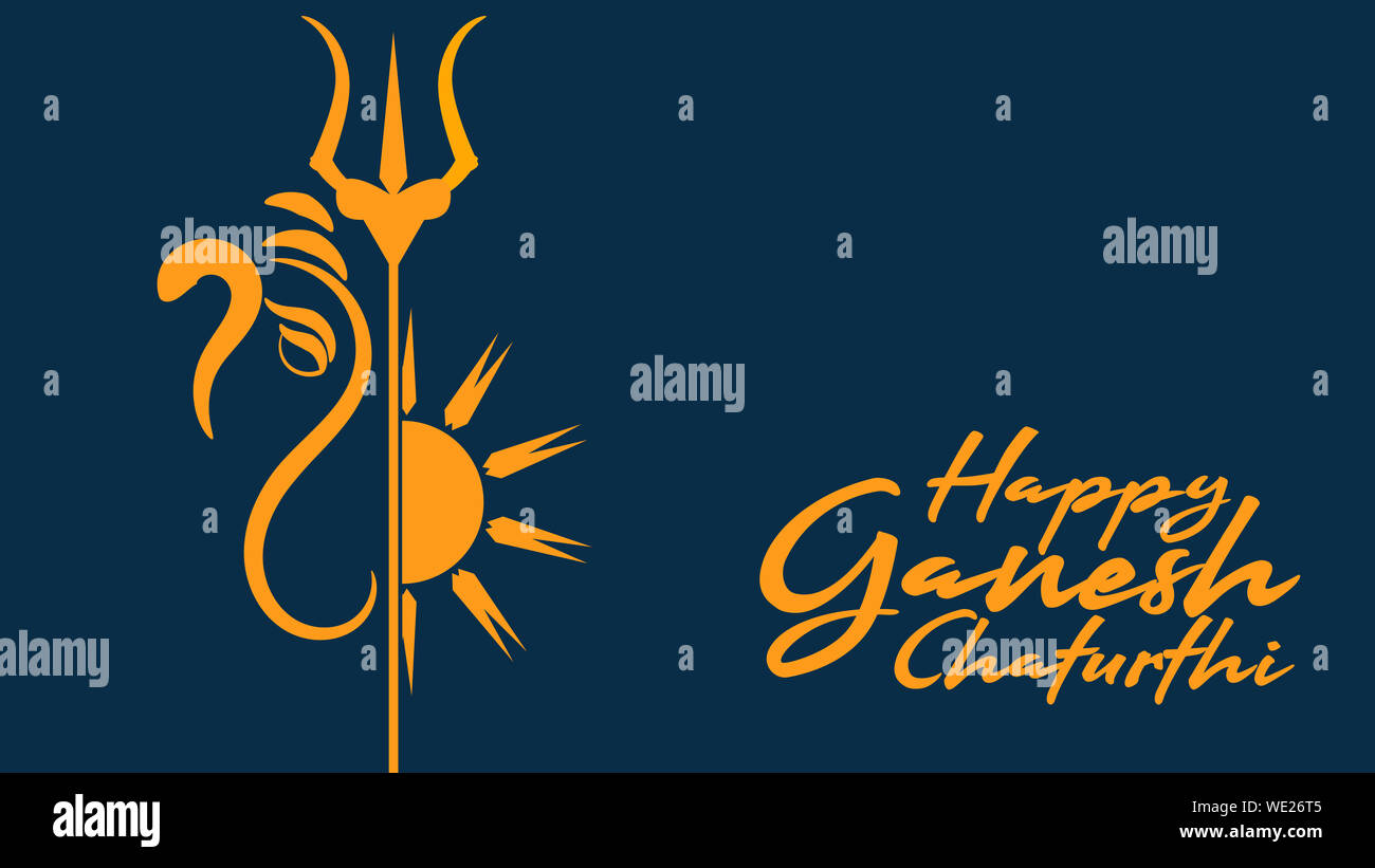 Lord Ganesha Festival Greeting Card Design Element With Party Flag ...