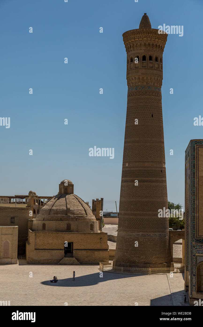 The Kalyan Minaret in the Po-i-Kalyan Complex in the city of Bukhara in ...