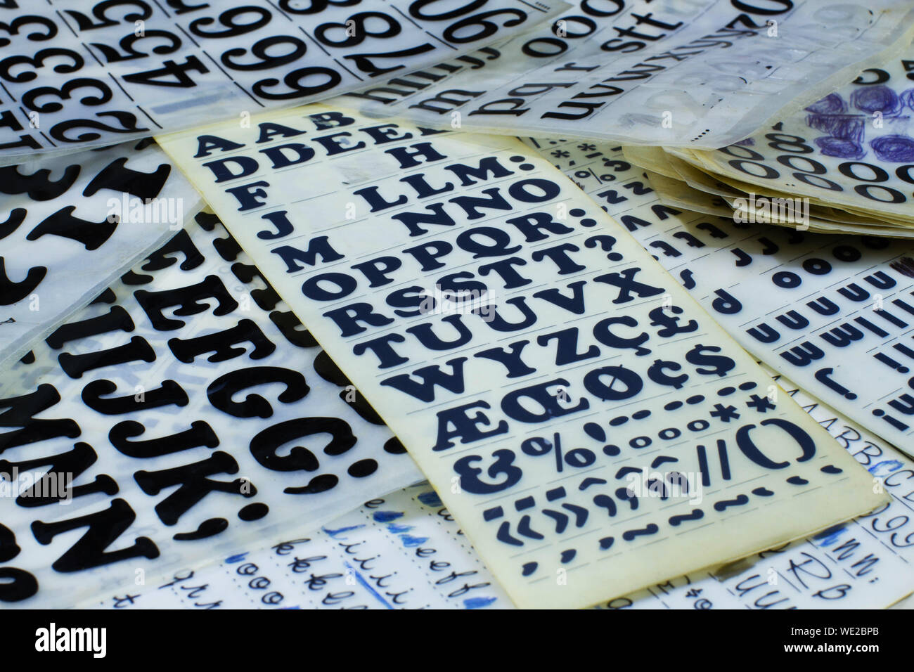 Retro transfer lettering, rub down letters Stock Photo - Alamy