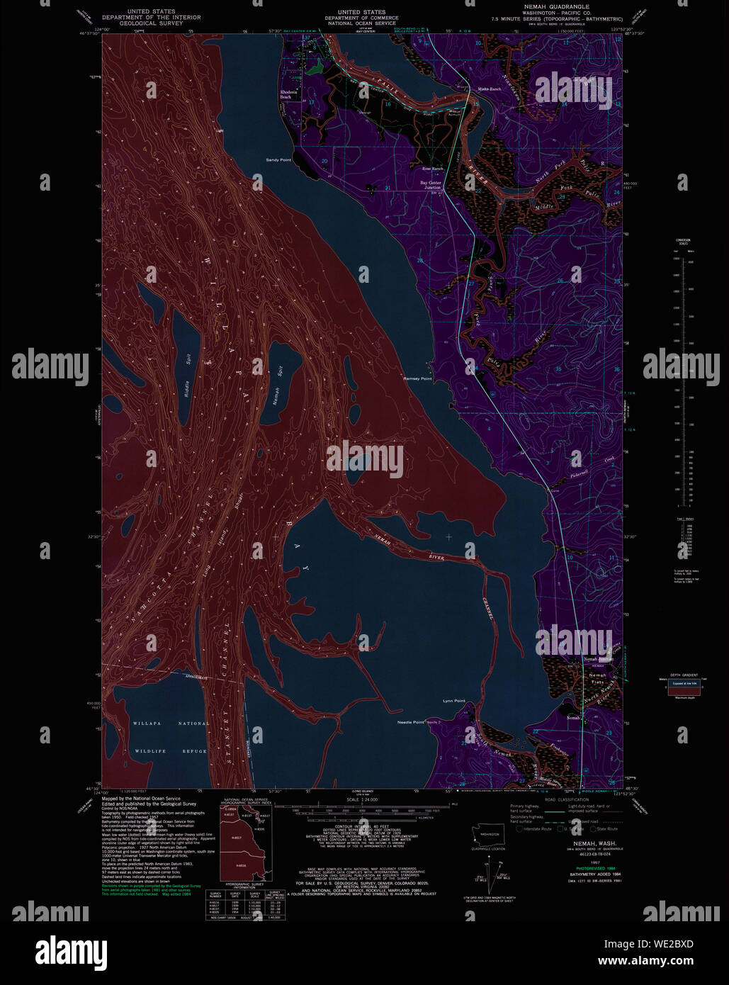 USGS Topo Map Washington State WA Nemah 242790 1957 24000 Inverted ...