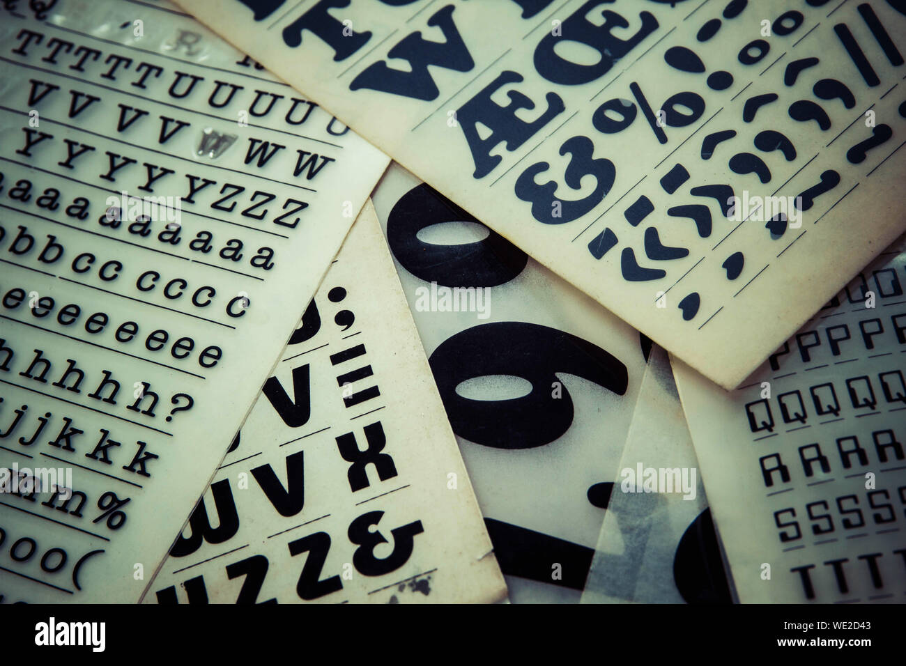 Retro transfer lettering, rub down letters Stock Photo - Alamy