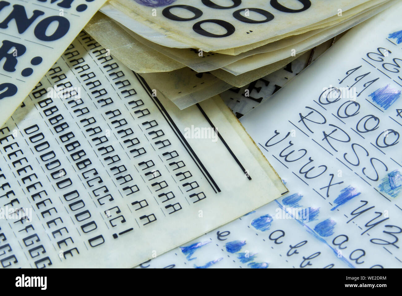 Retro transfer lettering, rub down letters Stock Photo - Alamy