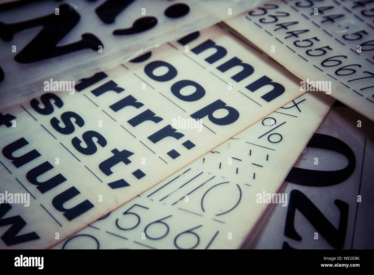 Retro transfer lettering, rub down letters Stock Photo - Alamy