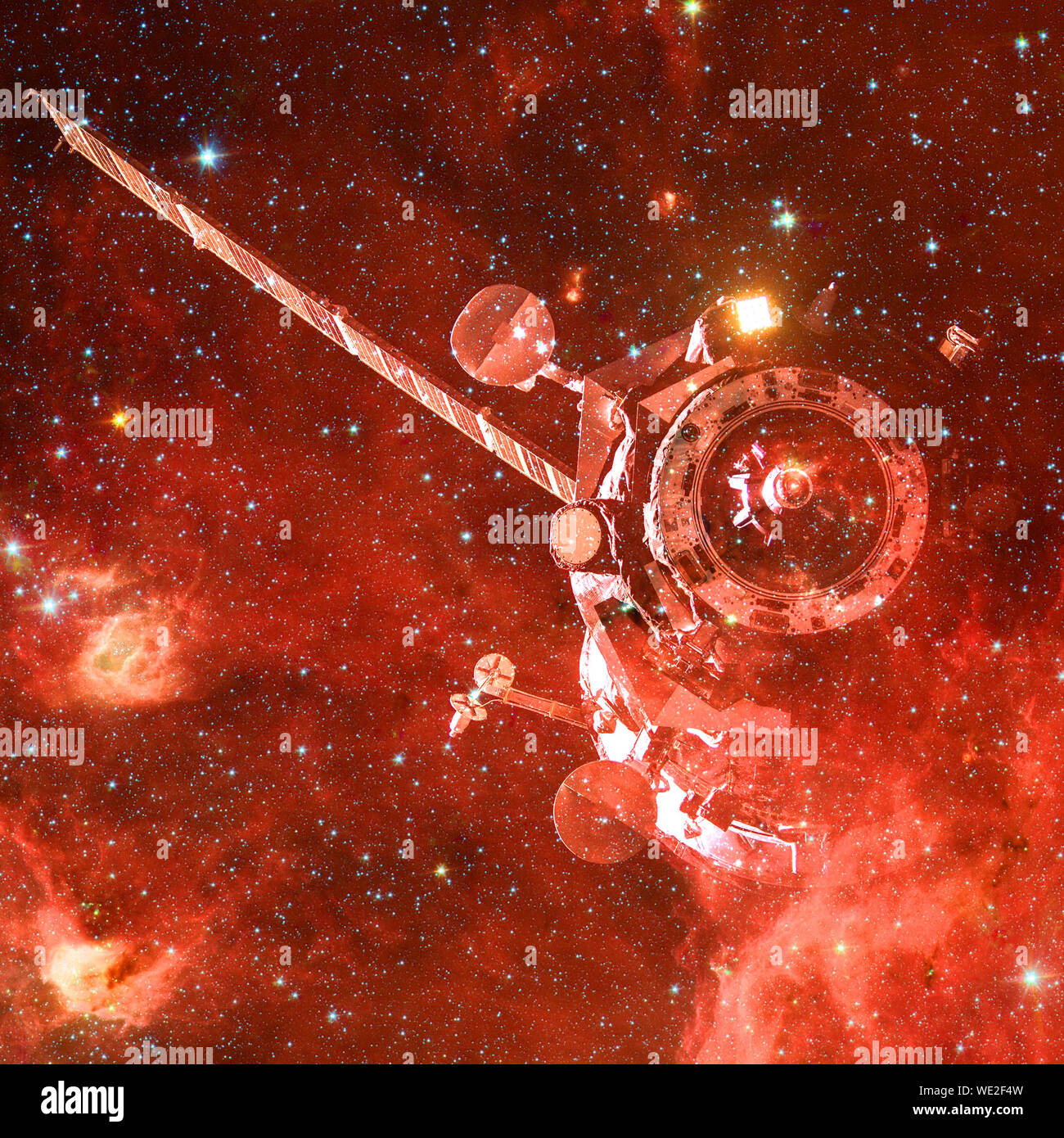 Space shuttle. Infinite space background with nebulas and stars ...